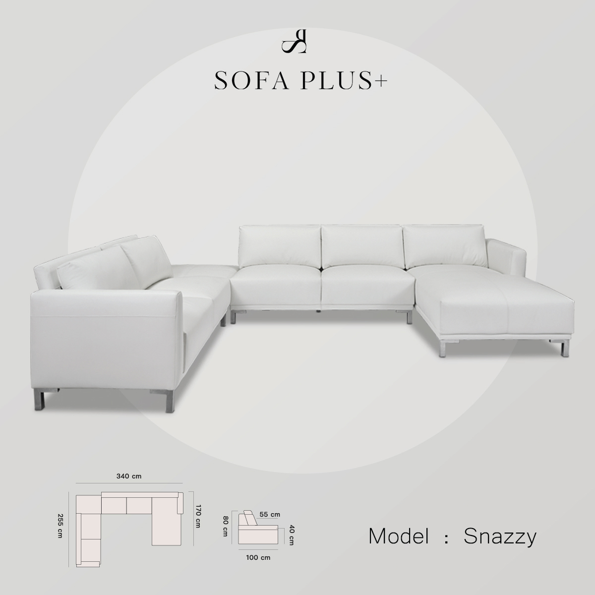Sofa Plus | โซฟาหนังแท้เฉพาะผิวสัมผัส แบบ Corner รุ่น Snazzy 340x250 CM - บริษัท โซฟา เฮ้าส์ ...